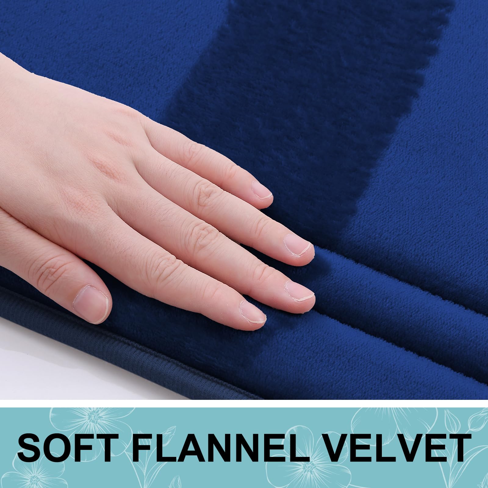 Grandaily Memory Foam Toilet Rugs U-Shaped 24x20, Ultra Soft, Non-Slip and Absorbent Bathroom Rugs, Machine Wash Dry, Comfortable Contour Bath Mat for Toilet Base, Navy Blue
