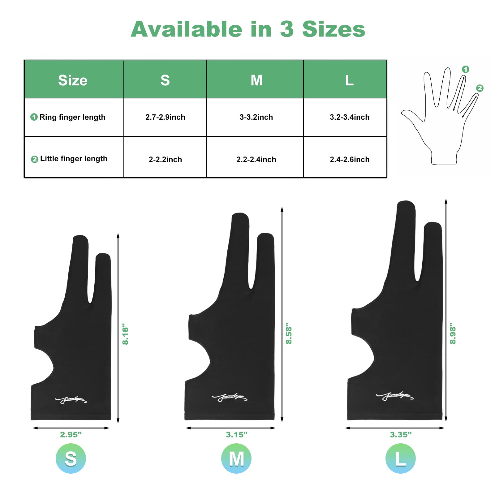 Joinliyu Digital Drawing Glove Right Hand for ipad, Paper Sketching,2 Pack Artist Glove for Drawing Tablet,Two Finger Art Glove Left Hand,Smudge Guard,Medium