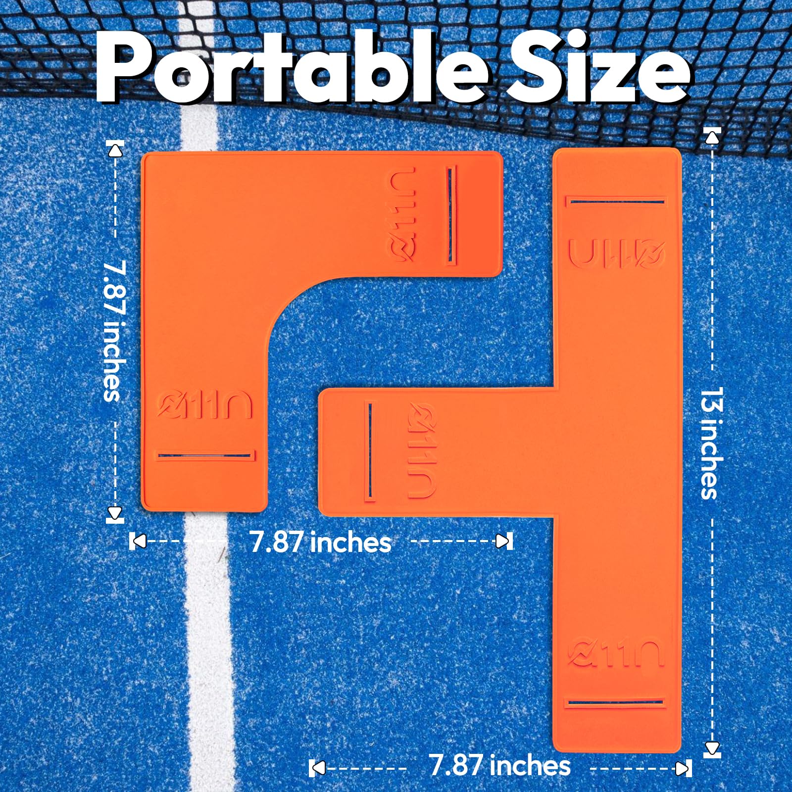 A11N Pickleball Court Marking Kit - Throw Down Markers with 33ft Long Tape Measure, Chalk and Carrying Bag, Neon Orange