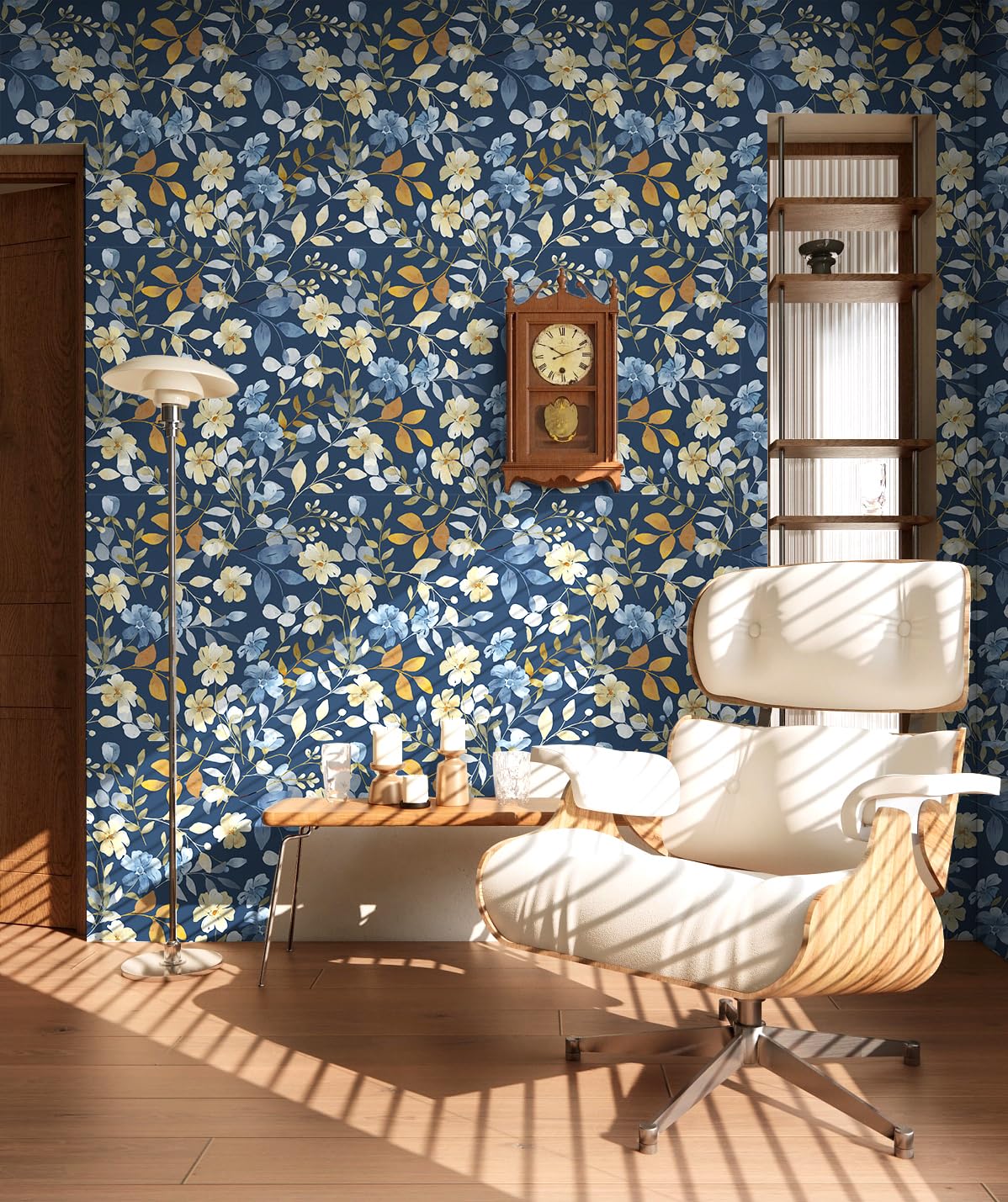 Luvdecor Peel and Stick Boho Wallpaper Removable Wallpaper Renter Friendly Wallpaper for Bedroom Bathroom Leaf Floral Contact Paper for Cabinet Accent Wall Home Decor 17.7 * 118 in