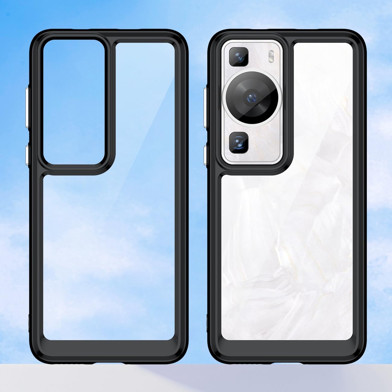 DFTCVBN Phone Case for Huawei P60 Case, P60 Pro MNA-LX9 LNA-LX9 Case with HD Screen Protector, Soft Bumper with Clear Crystal PC Hard Back Shockproof Cover Cases for Huawei P60 Pro Black
