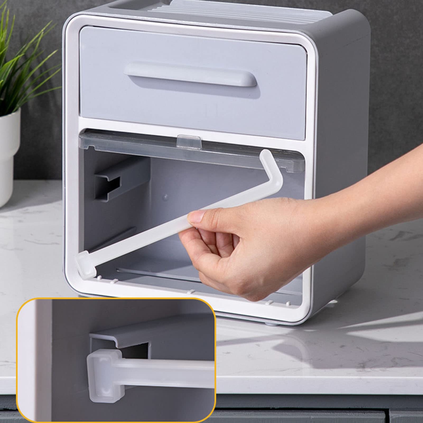 Toilet Paper Holder, Self Adhesive Toilet Paper Roll Holder Multifunction Wall Mounted Plastic Waterproof Toilet Tissue Holder for Bathroom(Grey)
