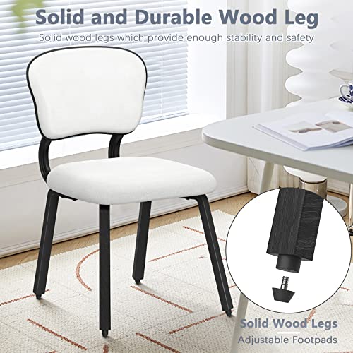 Tatub Dining Chairs Set of 2, Mid Century Modern Kitchen Chairs, Upholstered Dining Room Chairs with Soild Wood Legs for Kitchen Living Room Study Room (Beige)