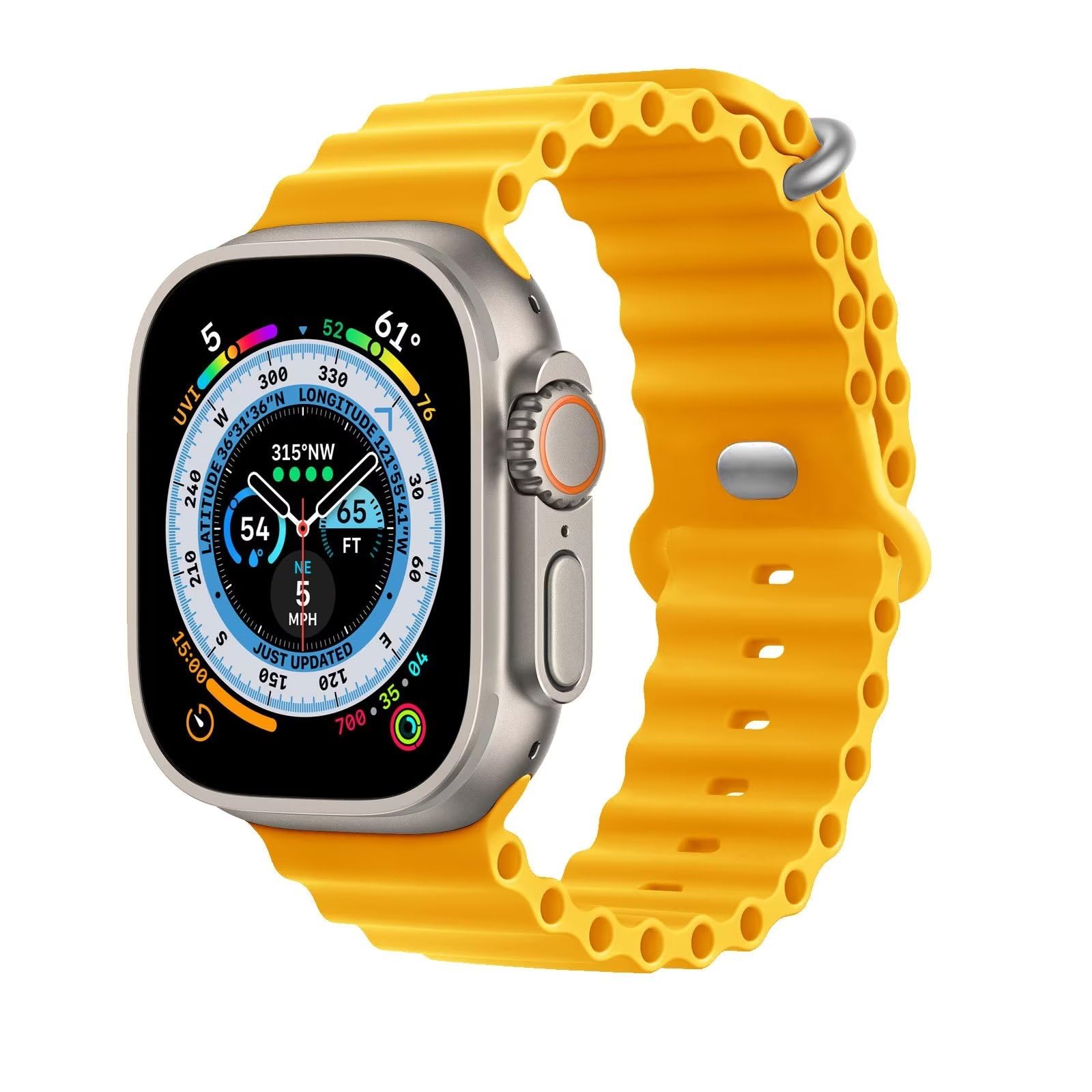 Ycysh Silicone Compatible with Apple Watch Ultra Ocean Band 49mm 38mm 40mm 41mm 42mm 44mm 45mm,Women Men Soft Sport Strap for iwatch Series Ultra 8 7 6 5 4 3 2 1 SE,42/44/45/49mm Yellow