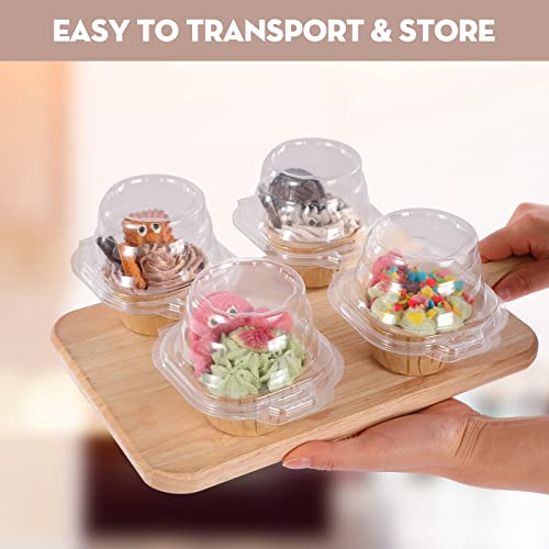 Cupcake Boxes, Individual Cupcake Containers, Disposable Cupcake Holders with Lid, Muffin Salad Dessert Hamburgers Fruit Cupcake Carriers 120 Pack.