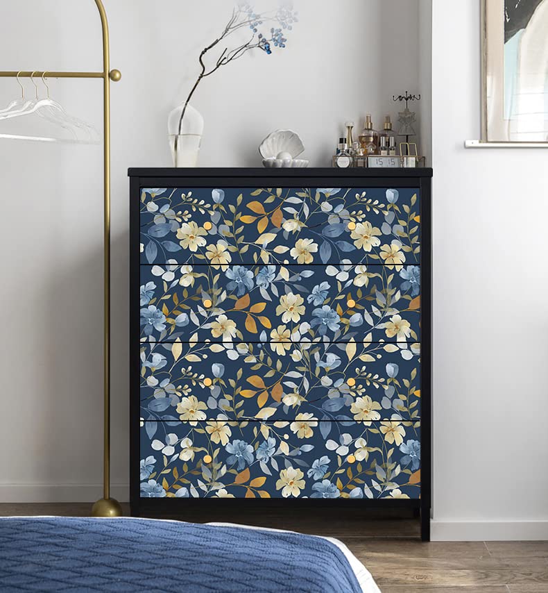 Luvdecor Peel and Stick Boho Wallpaper Removable Wallpaper Renter Friendly Wallpaper for Bedroom Bathroom Leaf Floral Contact Paper for Cabinet Accent Wall Home Decor 17.7 * 118 in