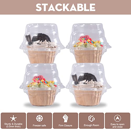 Cupcake Boxes, Individual Cupcake Containers, Disposable Cupcake Holders with Lid, Muffin Salad Dessert Hamburgers Fruit Cupcake Carriers 120 Pack.