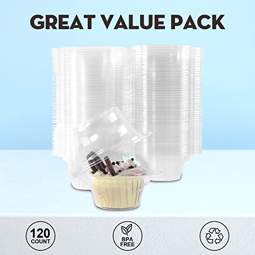 Cupcake Boxes, Individual Cupcake Containers, Disposable Cupcake Holders with Lid, Muffin Salad Dessert Hamburgers Fruit Cupcake Carriers 120 Pack.