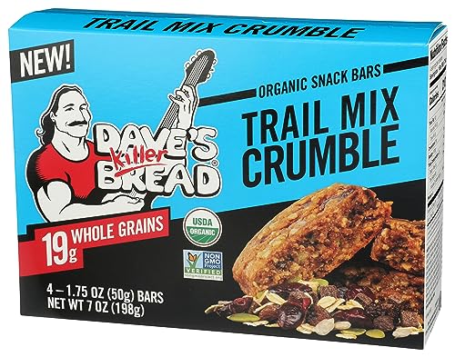 Dave's Killer Bread Organic Snack Bar, Trail Mix Crumble, 19g Whole Grains, No Artificial Ingredients or Preservatives, Kosher, USDA Certified Organic, Non-GMO, 4 Count, 7 Ounce (Pack of 6)