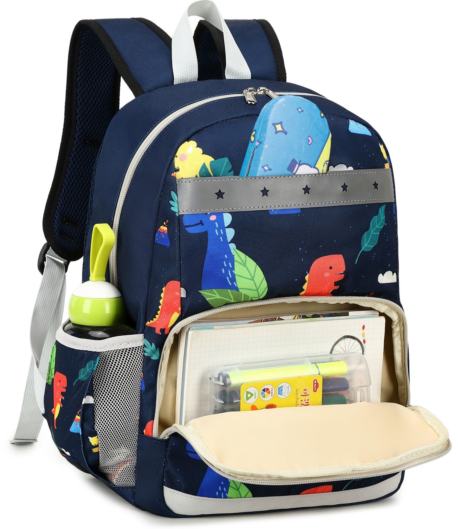 LOIDOU Kids Backpack Boys Kindergarten Preschool Backpacks Toddler School Bag Bookbag 16 Inch Dinosaur Backpacks for Kids 5+