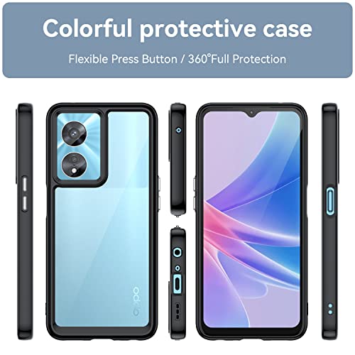 DFTCVBN Phone Case for OnePlus Nord N300 Case, Oppo A57 CPH2389 OnePlus N20 SE Case with Screen Protector, Soft Bumper with Clear Crystal PC Hard Back Shockproof Cover for OnePlus Nord N300 5G Black