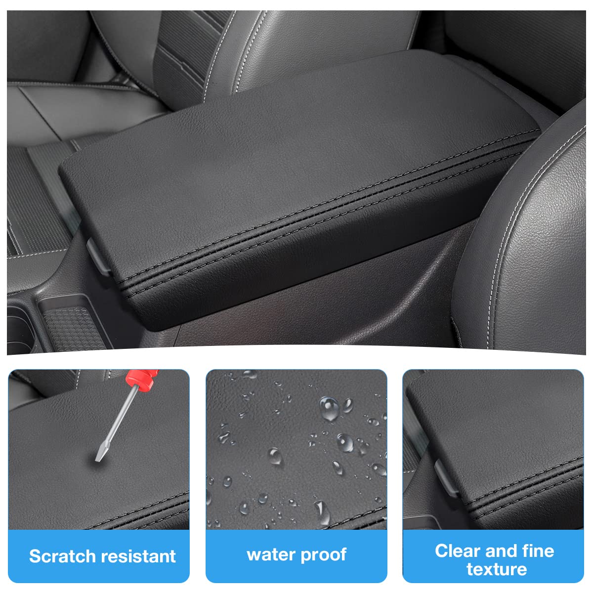 INTGET for 2025 2024 2023 Honda CRV Center Console Cover Leather Middle Armrest Cover Center Console Lid Protector for Honda CRV 2025 Accessories (Black Leather Console Cover)