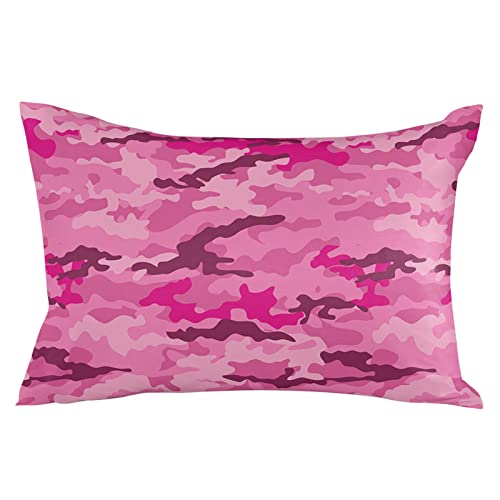 Funnywall88 Waterproof Throw Pillow Covers Set of 2 Camouflage Netting Camo Pink Couch Pillow Cases Outdoor Sofa Cushion Cover Home Decor for Bed Living Room, 20" x 12"