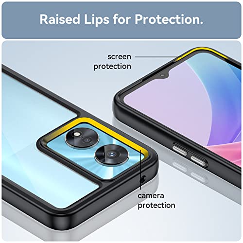 DFTCVBN Phone Case for OnePlus Nord N300 Case, Oppo A57 CPH2389 OnePlus N20 SE Case with Screen Protector, Soft Bumper with Clear Crystal PC Hard Back Shockproof Cover for OnePlus Nord N300 5G Black