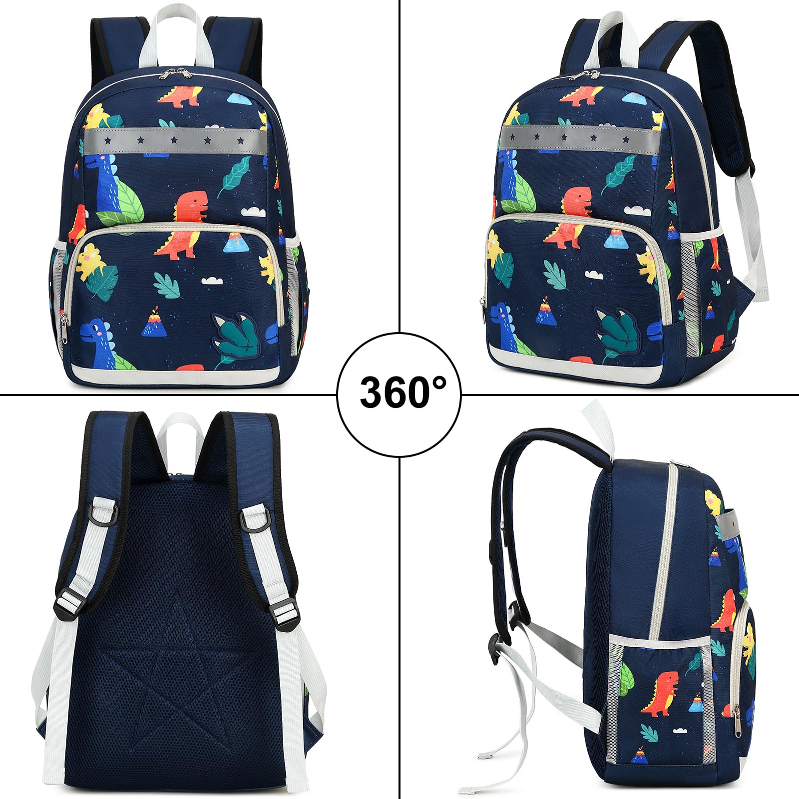 LOIDOU Kids Backpack Boys Kindergarten Preschool Backpacks Toddler School Bag Bookbag 16 Inch Dinosaur Backpacks for Kids 5+