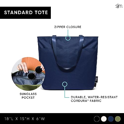 Simple Modern Tote Bag for Women | Medium Water-Resistant Laptop Purse with Compartments and Zipper Top | Shoulder Bag with Pockets for Work, Travel & School | Almond Birch