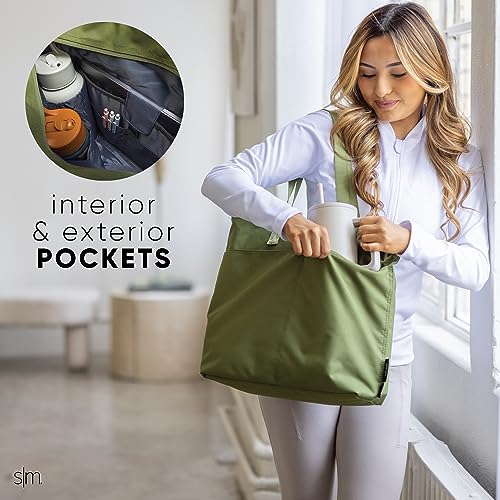 Simple Modern Tote Bag for Women | Medium Water-Resistant Laptop Purse with Compartments and Zipper Top | Shoulder Bag with Pockets for Work, Travel & School | Almond Birch