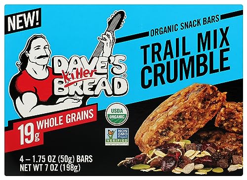 Dave's Killer Bread Organic Snack Bar, Trail Mix Crumble, 19g Whole Grains, No Artificial Ingredients or Preservatives, Kosher, USDA Certified Organic, Non-GMO, 4 Count, 7 Ounce (Pack of 6)