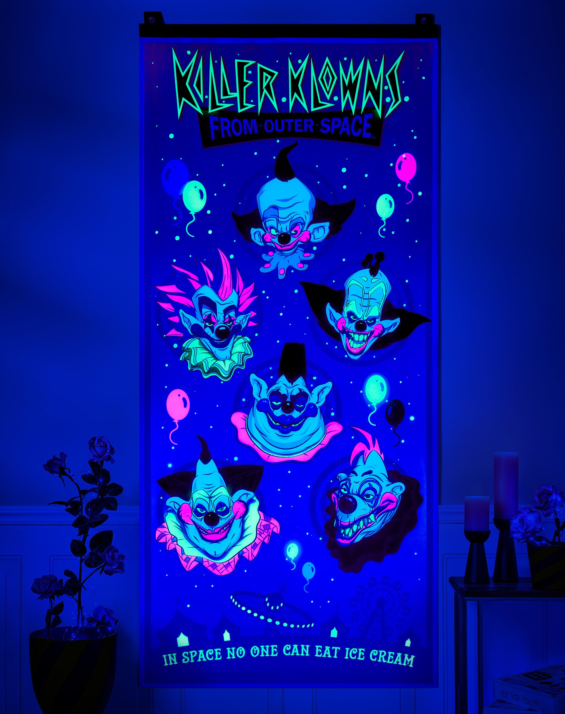 Spirit Halloween Killer Klowns from Outer Space Glow in The Dark Wall Panel Decoration | Officially Licensed | Home Décor