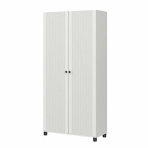 SystemBuild Evolution Kendall Fluted 36" Wide 2 Door Storage Cabinet, White