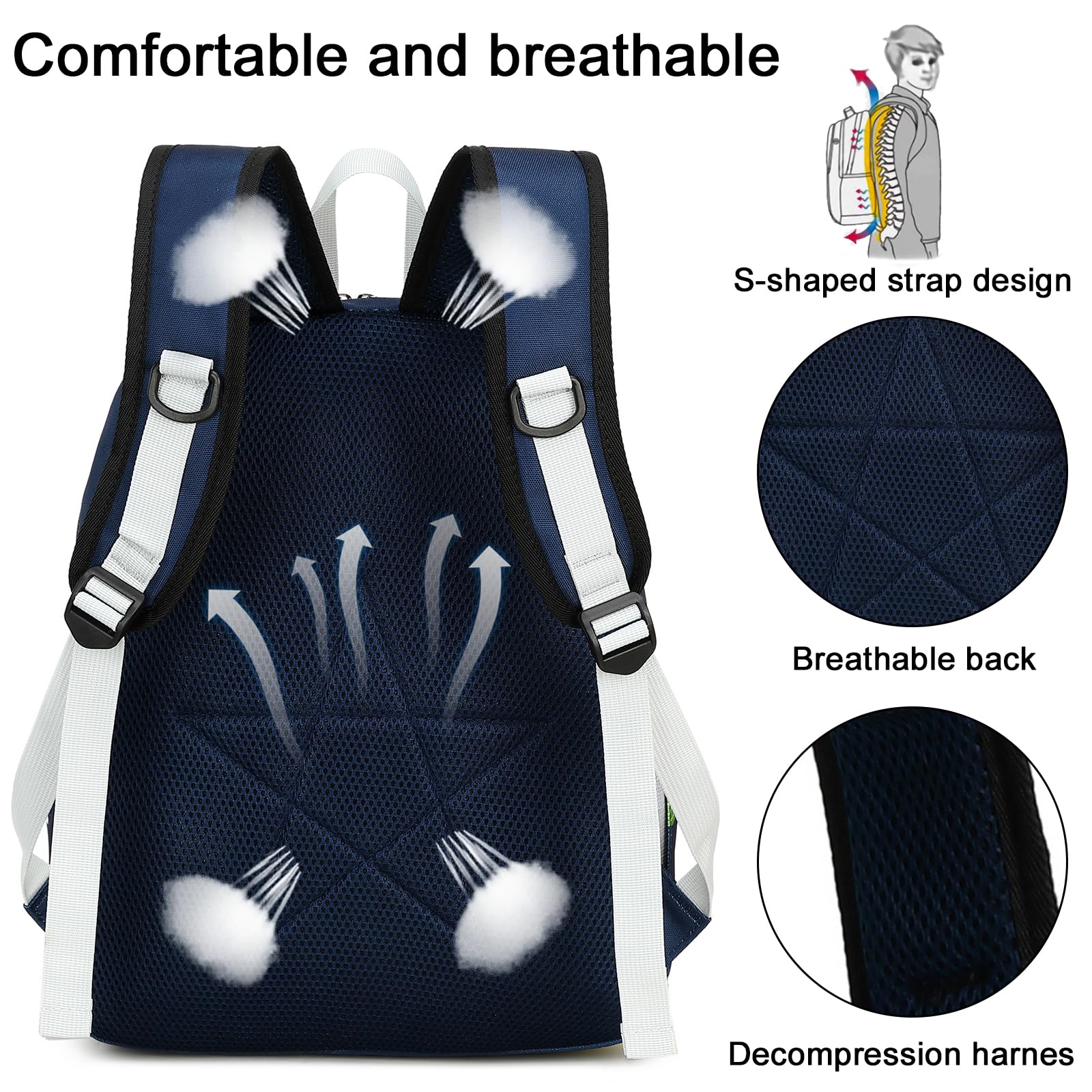 LOIDOU Kids Backpack Boys Kindergarten Preschool Backpacks Toddler School Bag Bookbag 16 Inch Dinosaur Backpacks for Kids 5+