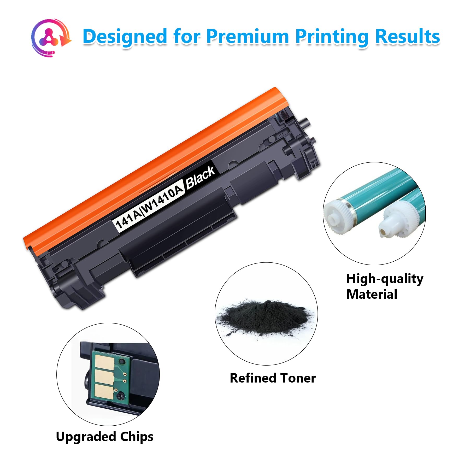 (with Chip) 141A Black Toner Cartridge, W1410A 2 Pack: 141A Toner Replacement for HP 141A Toner Compatible with Compatible with Laser M110w (7MD66F), Laser MFP M140w (7MD72F) Printer | 141A W1410A