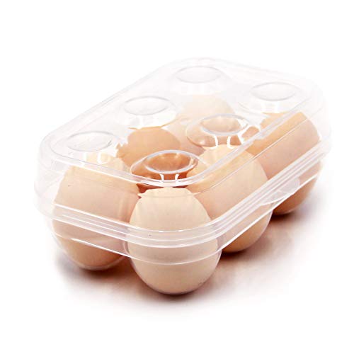 JAMOR 6 Grid Egg Storage Box Refrigerator Crisper Egg Protection Box Portable Egg Carriage Container For Camping Picnic Essential (White)