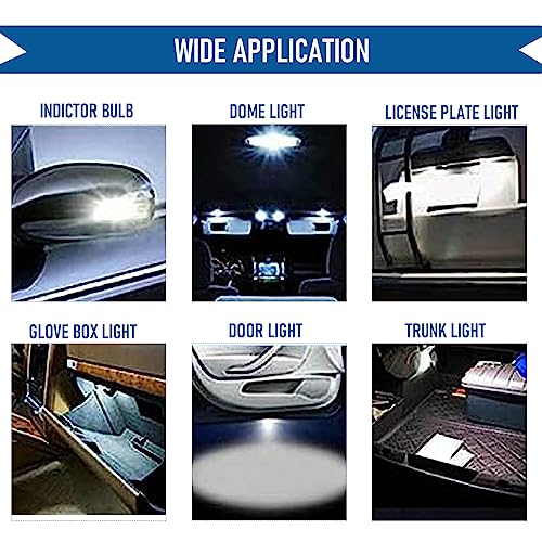 ZKFAR Pack-2 42mm LED Bulbs Extremely Bright, 3014 Chipsets 400LM for LED Interior Dome Map Door Lights Bulbs (White)