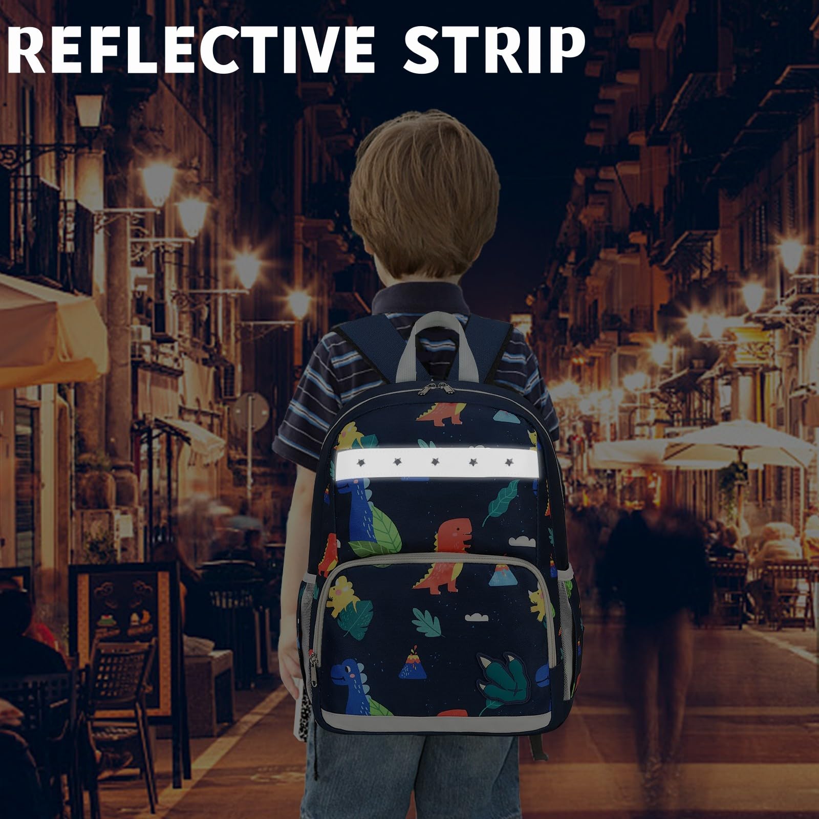 LOIDOU Kids Backpack Boys Kindergarten Preschool Backpacks Toddler School Bag Bookbag 16 Inch Dinosaur Backpacks for Kids 5+