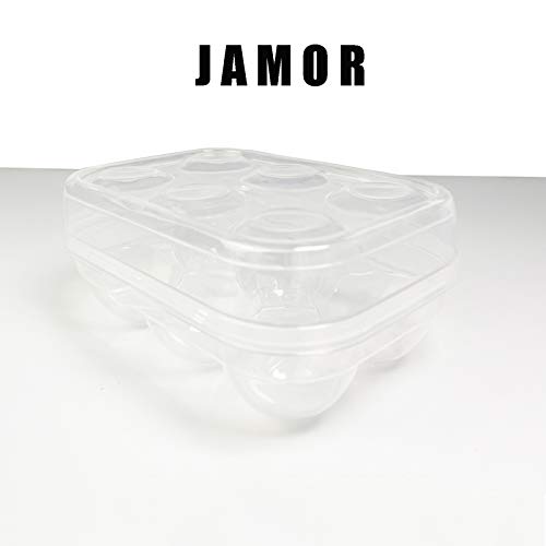 JAMOR 6 Grid Egg Storage Box Refrigerator Crisper Egg Protection Box Portable Egg Carriage Container For Camping Picnic Essential (White)
