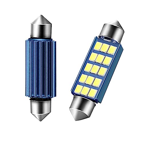 ZKFAR Pack-2 42mm LED Bulbs Extremely Bright, 3014 Chipsets 400LM for LED Interior Dome Map Door Lights Bulbs (White)