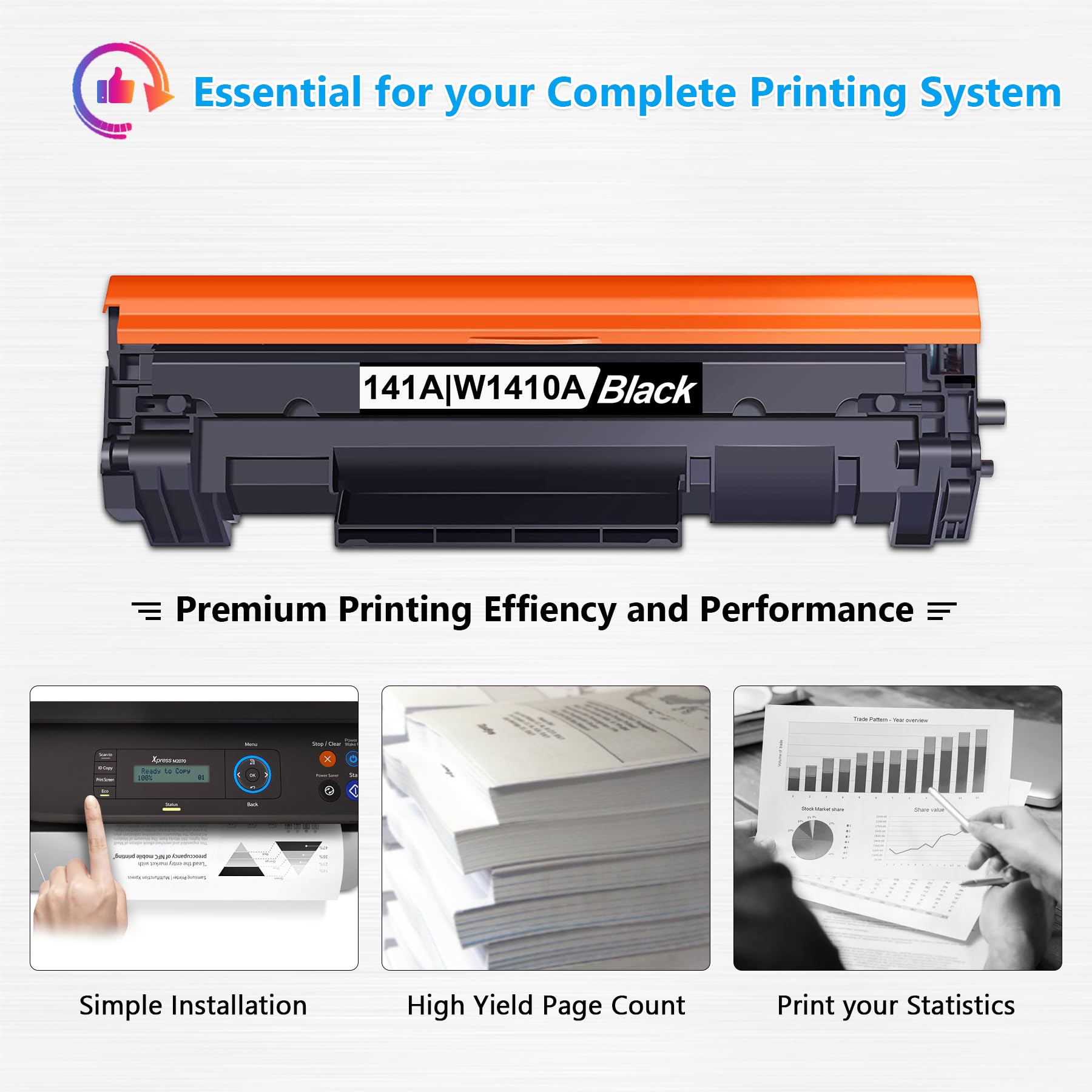 (with Chip) 141A Black Toner Cartridge, W1410A 2 Pack: 141A Toner Replacement for HP 141A Toner Compatible with Compatible with Laser M110w (7MD66F), Laser MFP M140w (7MD72F) Printer | 141A W1410A