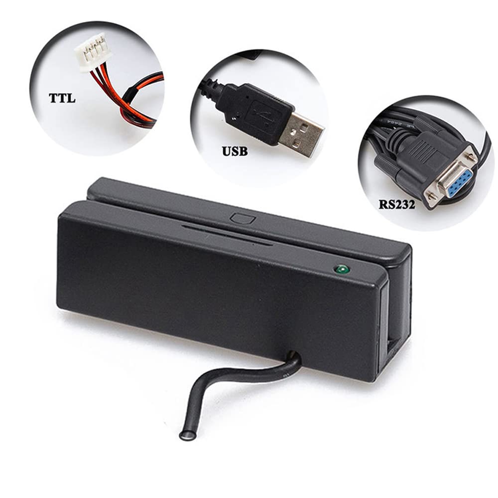 YANZEO USB Magnetic Strip Card Reader 3 Tracks Mini Mag HiCo Swiper for Membership Card Gift Card Reader Access Control Card Reader Writer