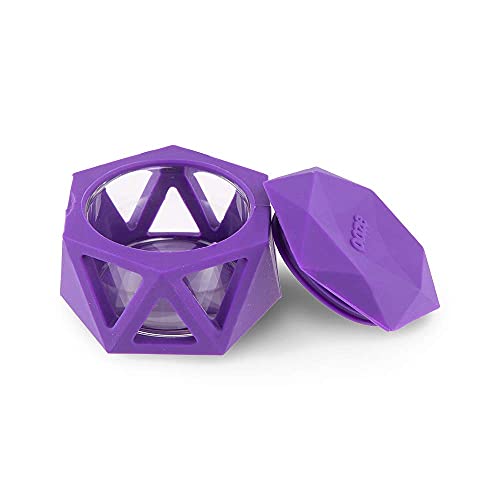 Ooze Geode Silicone Glass Container 10mL (Ultra Purple) 1ct - (1.6"x1") Glass Silicone Container - Gemstone Shape Silicone Container With Glass Stash Jar Insert - Glass Silicone Containers