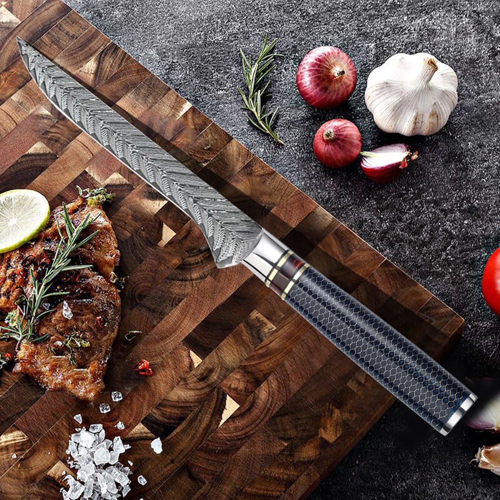 Damascus Knife Set 9 Piece Kitchen Knife Sets Honeycomb Resin Handle 9Cr18MoV Ultra Sharp Professional Chef Knives Set for Cooking Exquisite Cutlery set