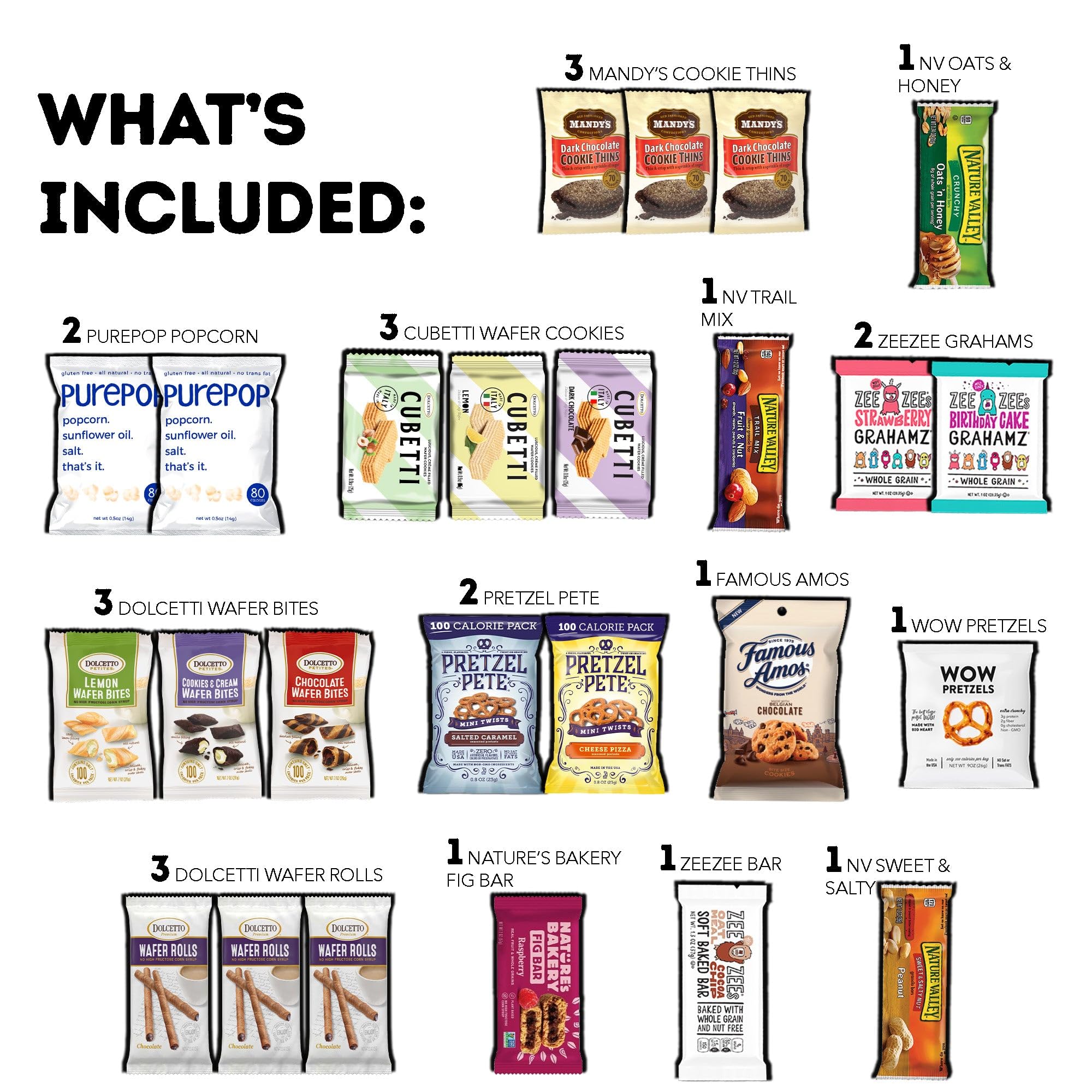 Gift Basket - pre-filled cellophane wrapped - gourmet snacks healthy variety bundle for kids adults men women boys girls office student