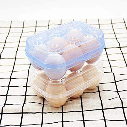 JAMOR 6 Grid Egg Storage Box Refrigerator Crisper Egg Protection Box Portable Egg Carriage Container For Camping Picnic Essential (White)