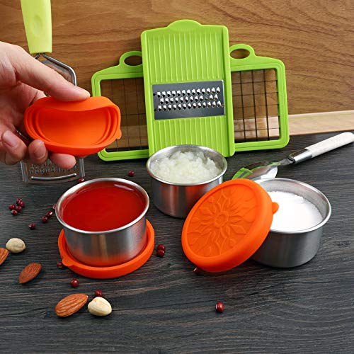 SUKKI Stainless Steel Condiment Containers - 3 x 3.4oz Salad Dressing Containers with Food Grade and Leakproof Silicone Lids - for Snacks, Desserts, Souffle, Baby Food