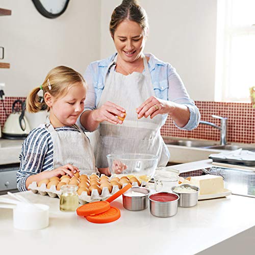SUKKI Stainless Steel Condiment Containers - 3 x 3.4oz Salad Dressing Containers with Food Grade and Leakproof Silicone Lids - for Snacks, Desserts, Souffle, Baby Food