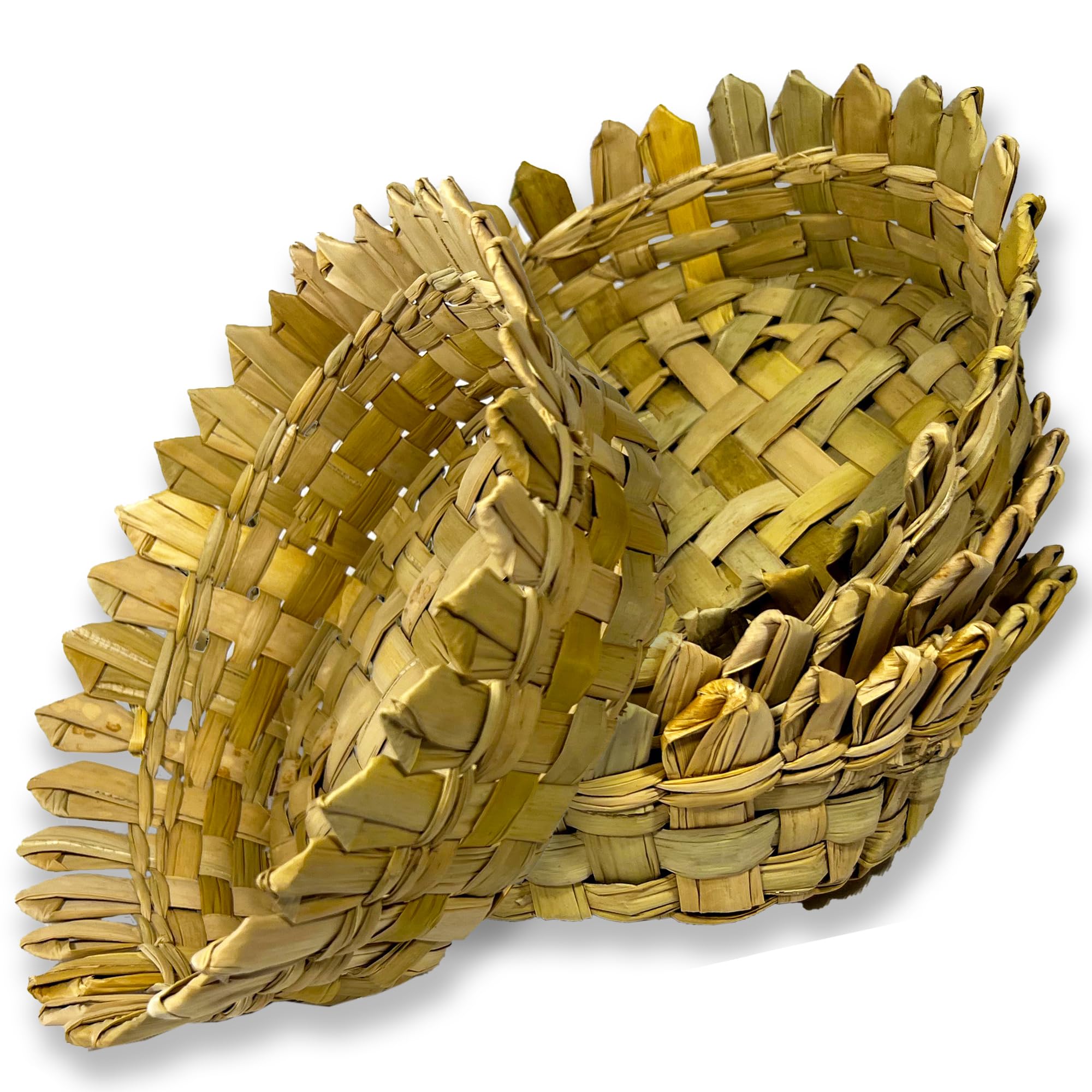 MEXILIFE Round Wicker Fruit Baskets for Kitchen Counter, Natural Handmade Storage Woven Decorative Gift Bucket. Ideal for Home, Restaurant, office 2x8 Inches (4 PACK)