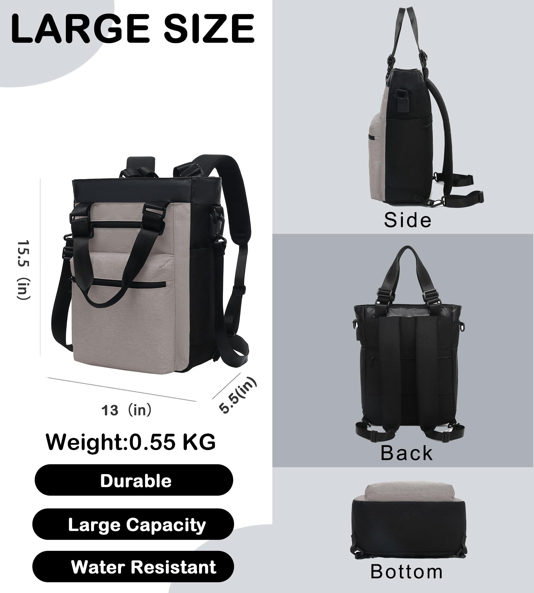BASICPOWER Backpack Purse for Women Convertible Laptop Tote Work Bag Nurse Teacher Bag for Travel