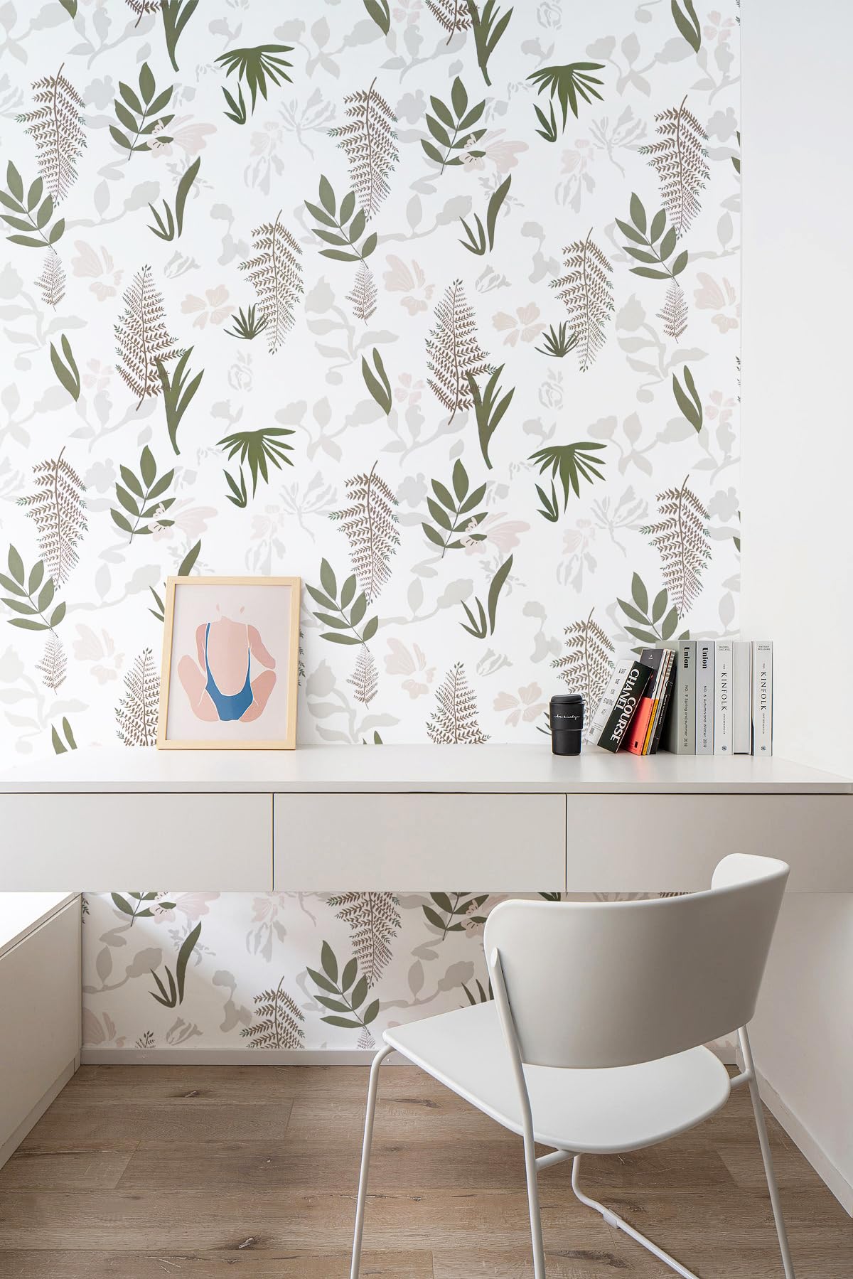 Floral Peel and Stick Wallpaper Modern Leaf Contact Paper Removable Wallpaper Decorative Self Adhesive Wallpaper Wall Paper 17.3" x 393.7"
