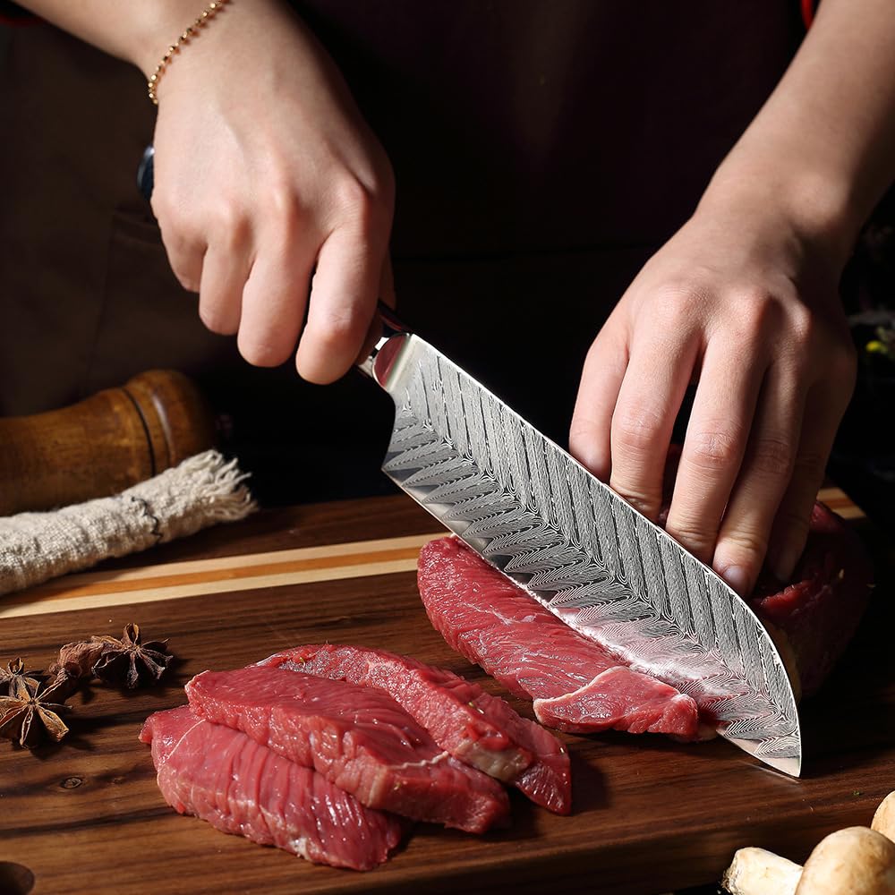 Damascus Knife Set 9 Piece Kitchen Knife Sets Honeycomb Resin Handle 9Cr18MoV Ultra Sharp Professional Chef Knives Set for Cooking Exquisite Cutlery set