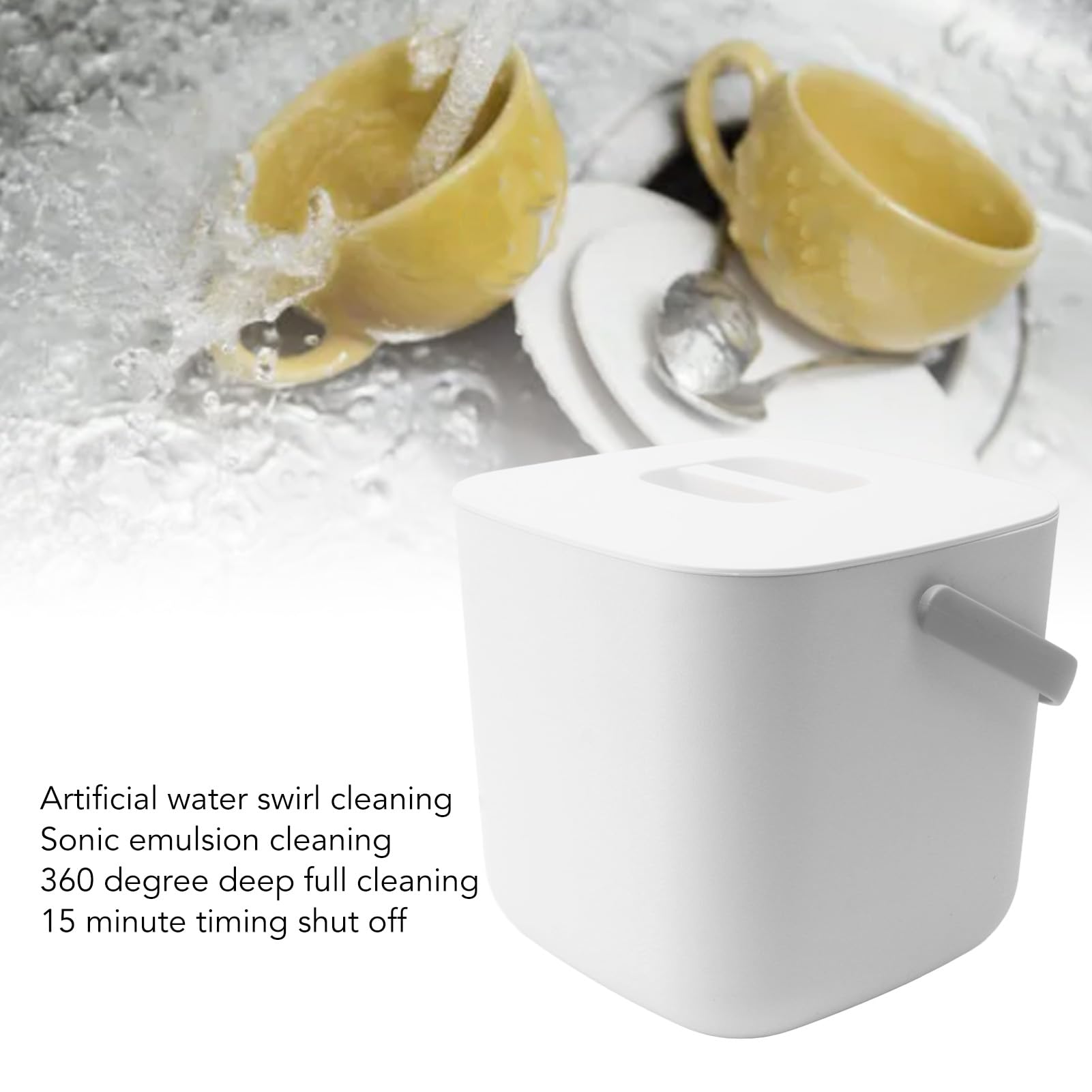 Asixxsix Mini Countertop Dishwasher, 360 Degree Deep Full Handheld Portable Dishwasher 15 Minute Timing Shut Off Multifunctional Portable Washing Machine with Suction Cup for Home