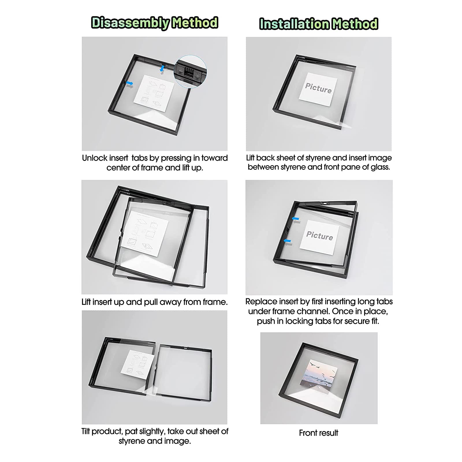 Golden State Art, 16x20 Floating Frame, Silver Aluminum Picture Frame, Clear Glass Displays Any Size Photo Up to 16x20, for Wall or Table Top Decoration