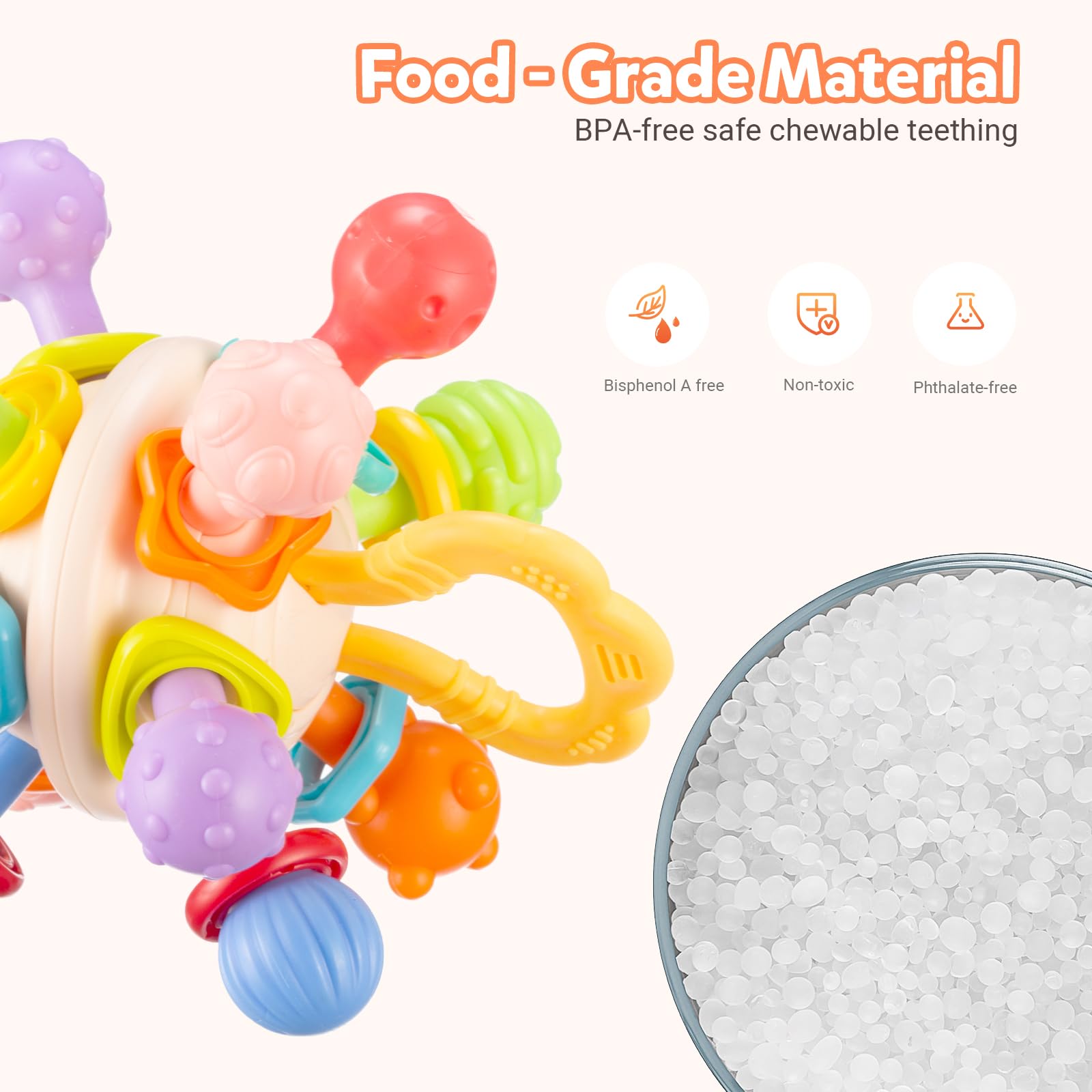 Utoo Sensory Teething Teether Toys for Babies,Teething Toys for Babies 0-6 Months,Teething Toys are Specifically Designed for Infants Aged 6-12 Months,Infant Toys for 0-3-6-12 Months