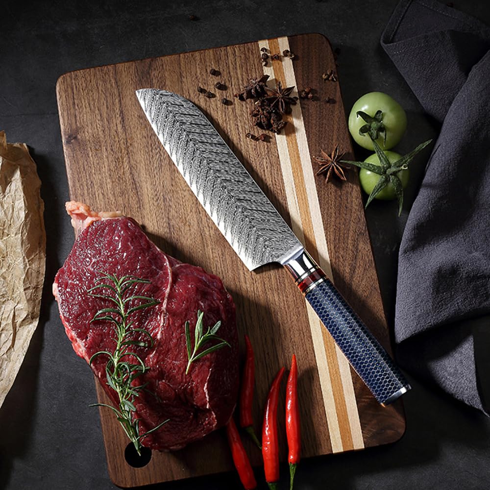 Damascus Knife Set 9 Piece Kitchen Knife Sets Honeycomb Resin Handle 9Cr18MoV Ultra Sharp Professional Chef Knives Set for Cooking Exquisite Cutlery set
