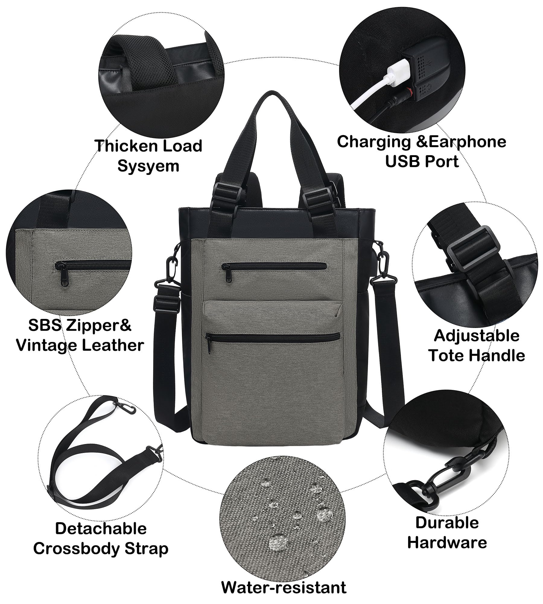BASICPOWER Backpack Purse for Women Convertible Laptop Tote Work Bag Nurse Teacher Bag for Travel