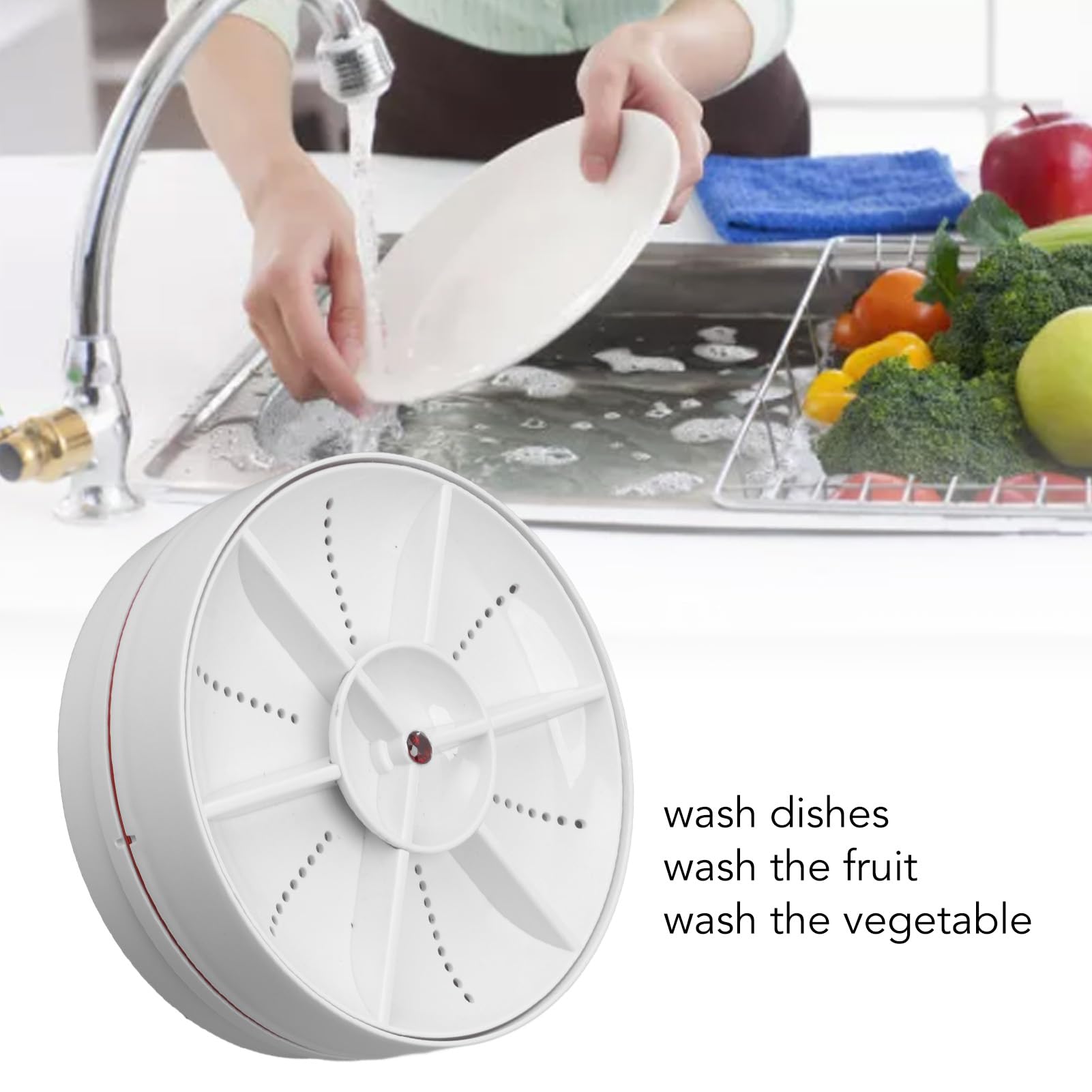 Asixxsix Mini Countertop Dishwasher, 360 Degree Deep Full Handheld Portable Dishwasher 15 Minute Timing Shut Off Multifunctional Portable Washing Machine with Suction Cup for Home