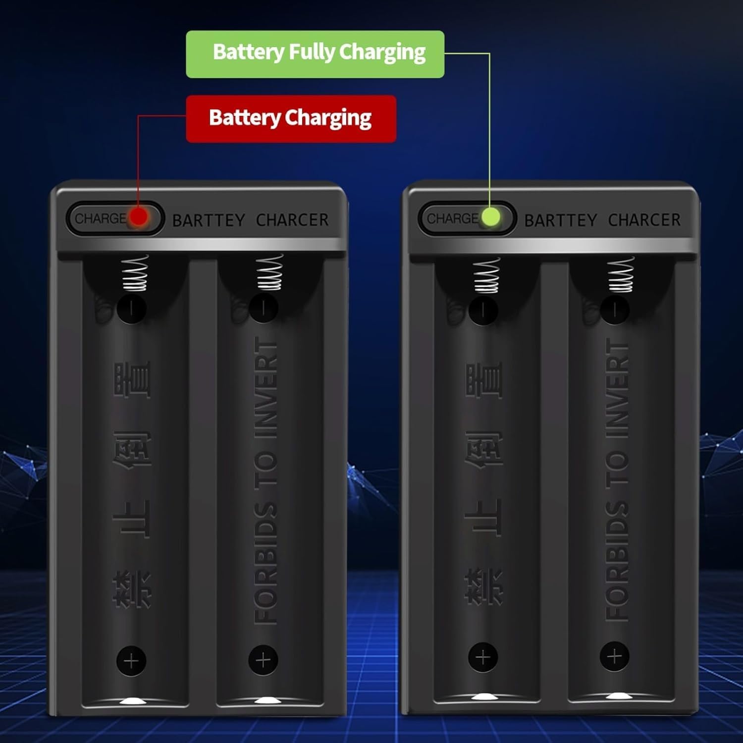2Pcs 18650 Rechargeable Battery With 18650 Rechargeable Battery Charger,Universal Charger for 18650 Rechargeable Battery (2Pcs Battery+Charger)